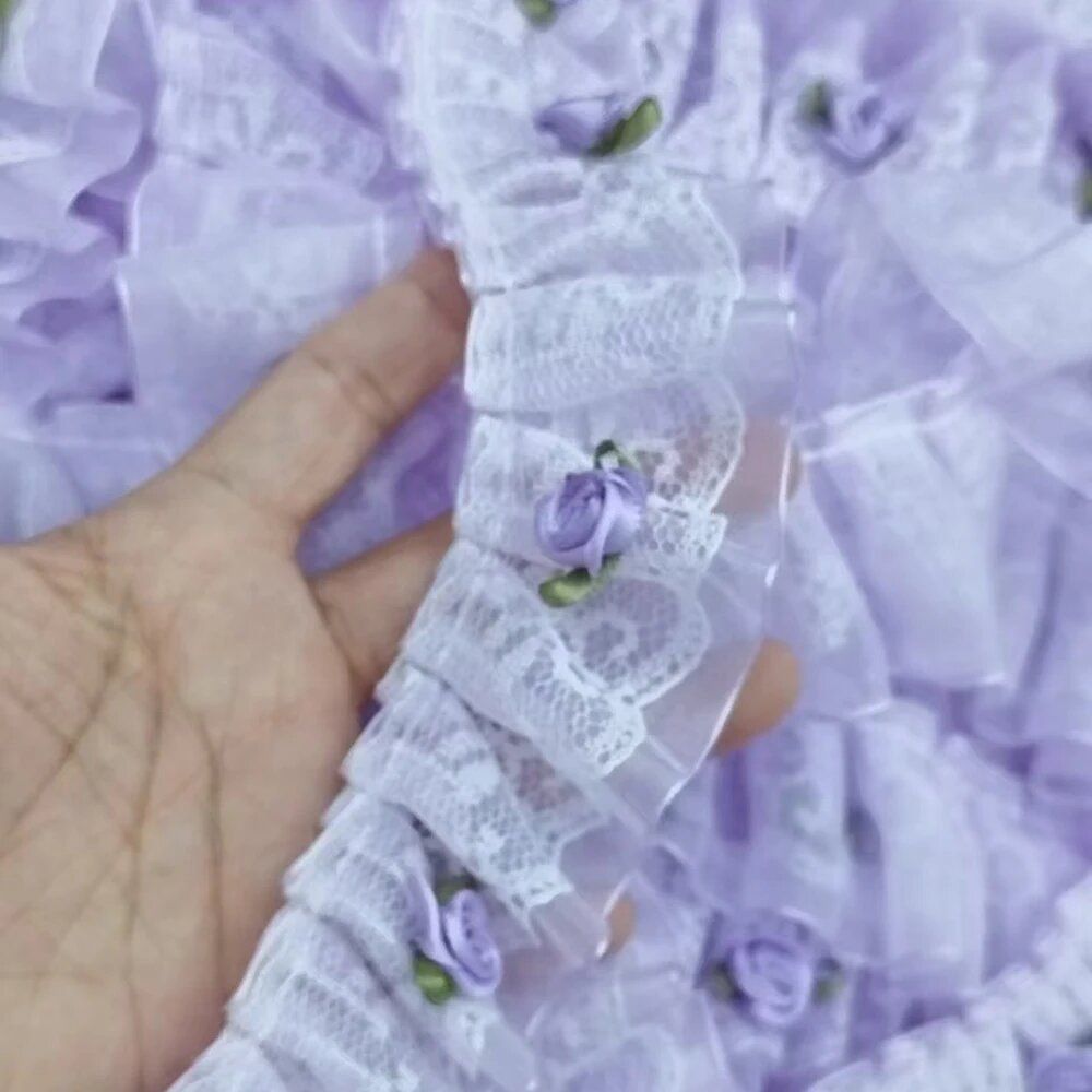 Розовый кружевной трим HYZELY 5см Фиолетовый, Style3 Purple