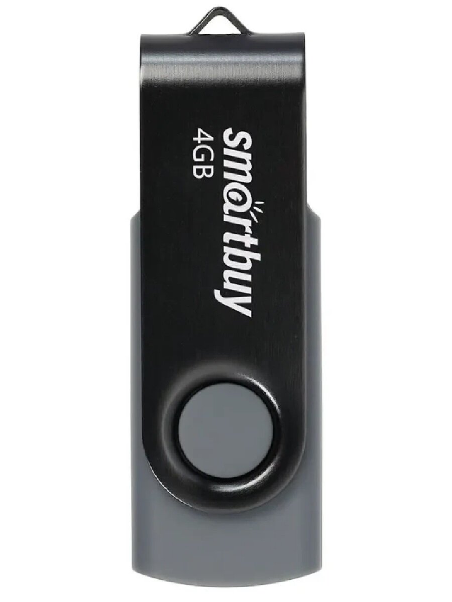Накопитель USB 2.0 4GB SmartBuy SB004GB2TWK Twist, чёрный, скорость чтения: 10 МБ/с