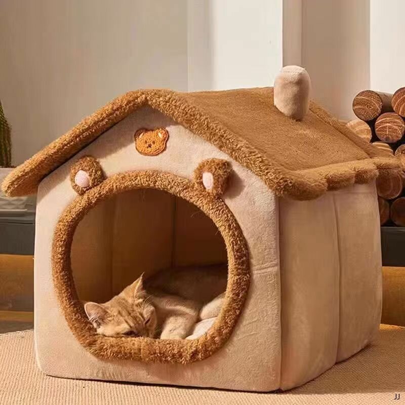 Складной домик для животных 32x26x14 см коричневый