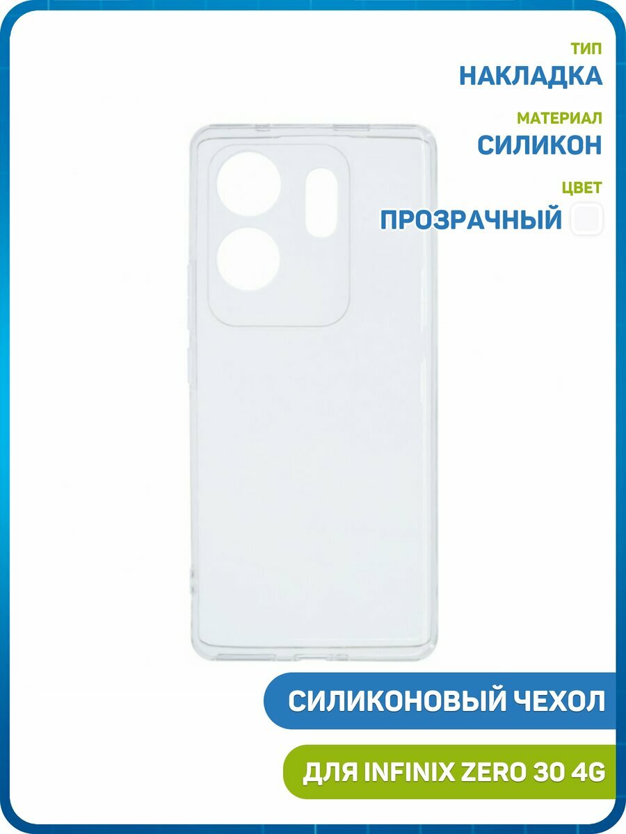 Силиконовый чехол Ultra Slim для Infinix Zero 30 4G, прозрачный