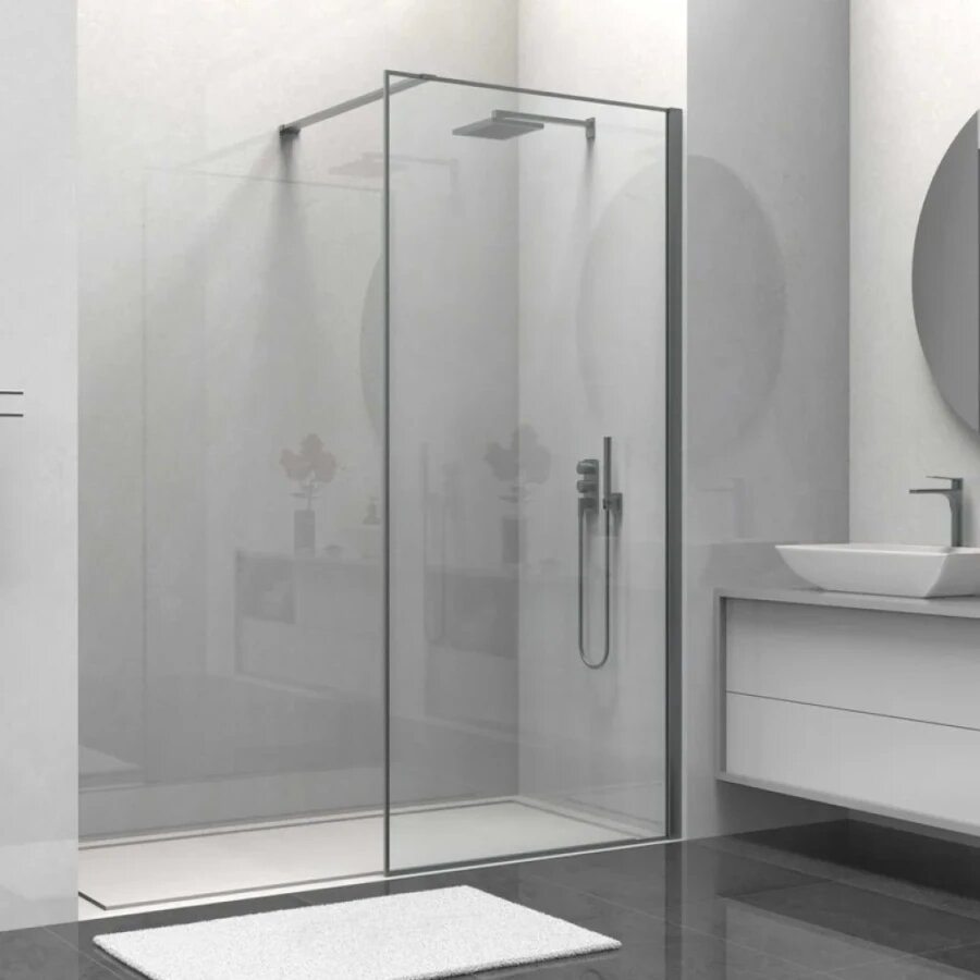 Душевая перегородка Walk-In VSW-1HS800CLGM, 800*2000, вороненая сталь, стекло прозрачное