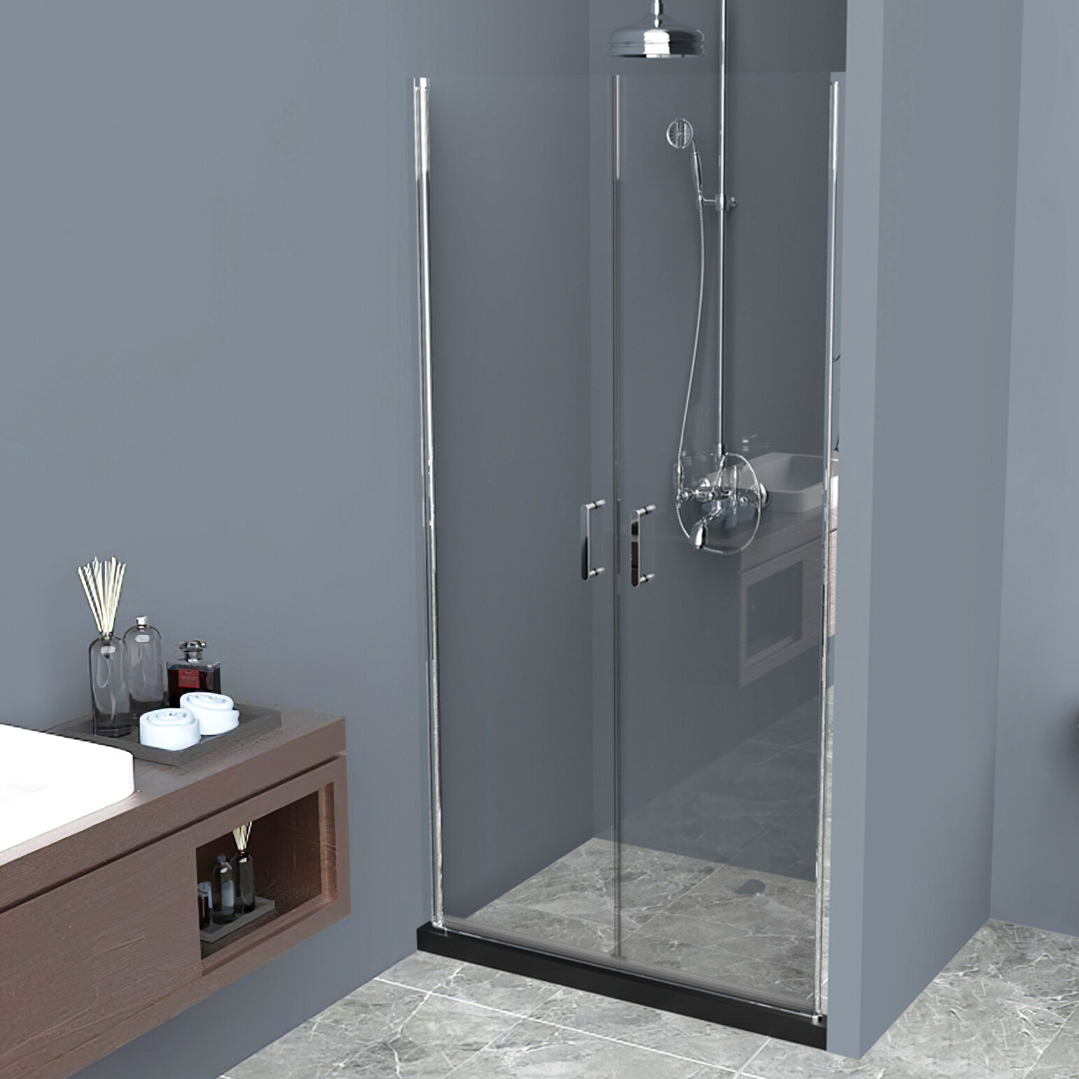 Душевая дверь в нишу BelBagno Формат (Uno) B-2-80-C-Cr стекло прозрачное