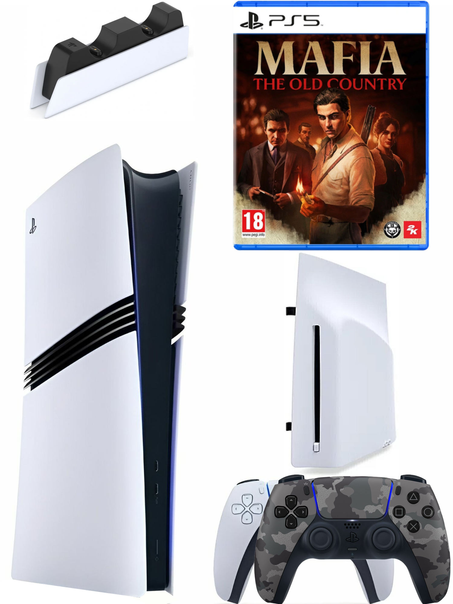 Игровая приставка Sony PS 5 Pro Digital Edition+Зарядная станция+ Дисковод +2-ой геймпад+Mafia: The Old Country,2Tb SSD