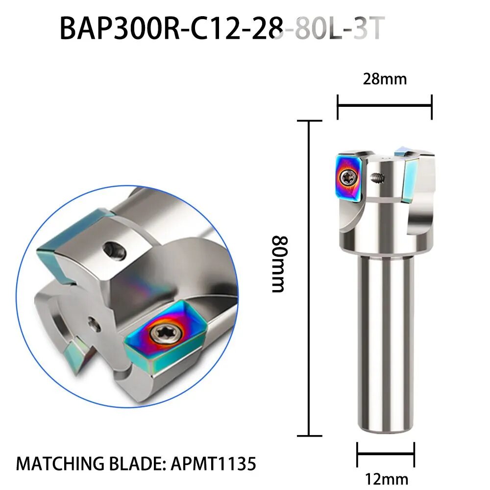 Фрезерный брус с лезвием BAP300R-C12-28-80L-3T