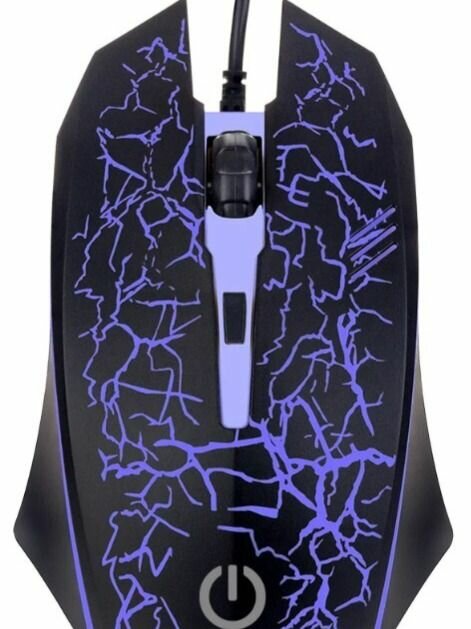 Компьютерная проводная мышь Perfeo Grid, RGB подсветка, USB, черная.