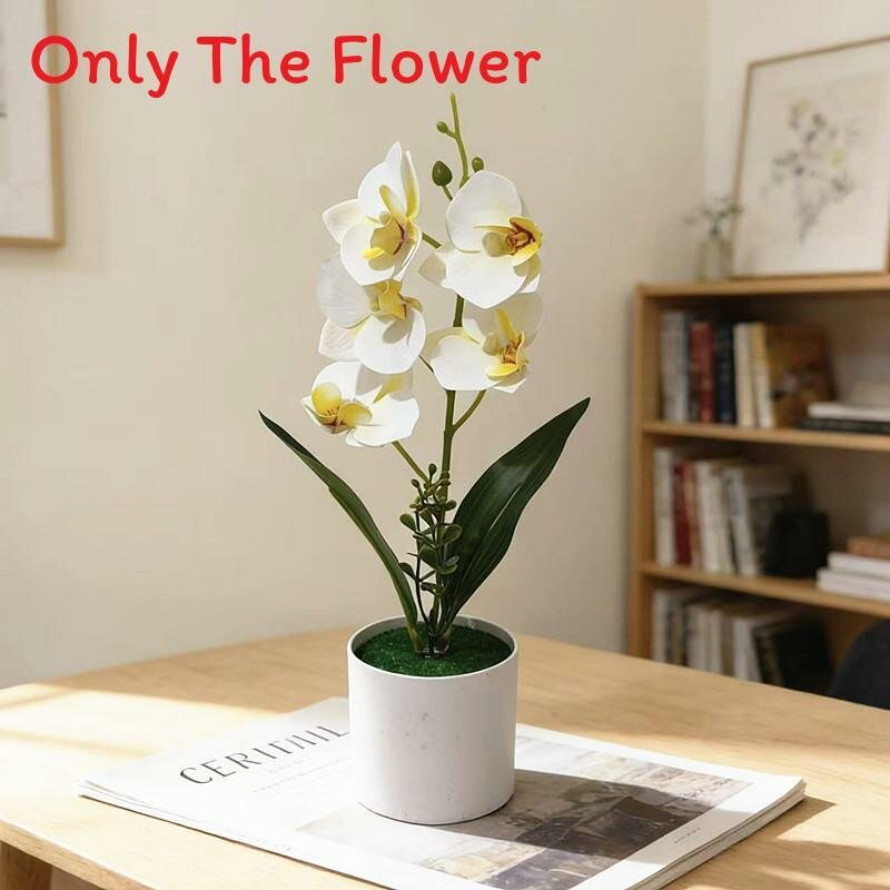 No ip orchid flower with base for home office decor and special occasion arrangements white