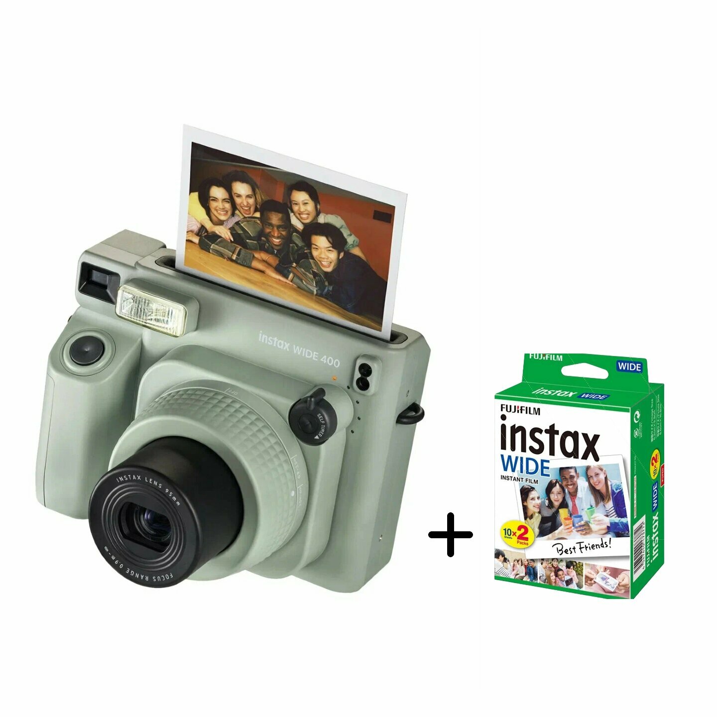 Фотоаппарат моментальной печати Fujfilm Instax Wide 400 + 20 Фотобумага Green (Зелёный)