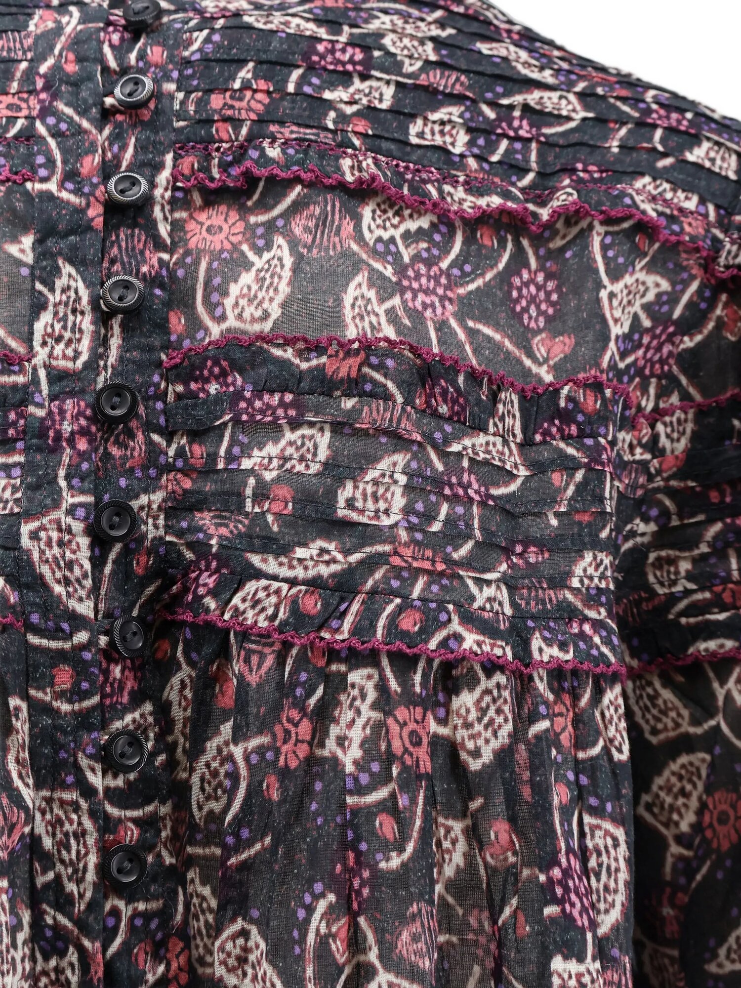 Блуза Isabel Marant Doane floral-print ruffled blouse, размер 36, черный — фото 1