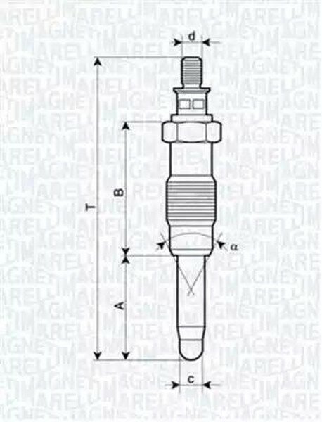 Свеча накаливания M.MARELLI 62900010304 Citroen, Peugeot, Suzuki 1.9D, 2.5D