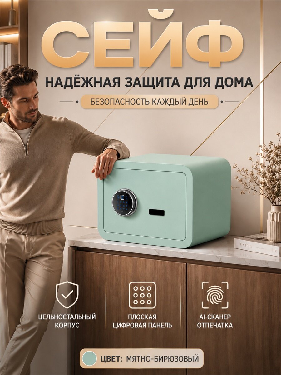 Металлическая защита со сканером отпечатков пальцев с искусственным интеллектом и плоской цифровой панелью, прочный чехол для хранения файлов дома