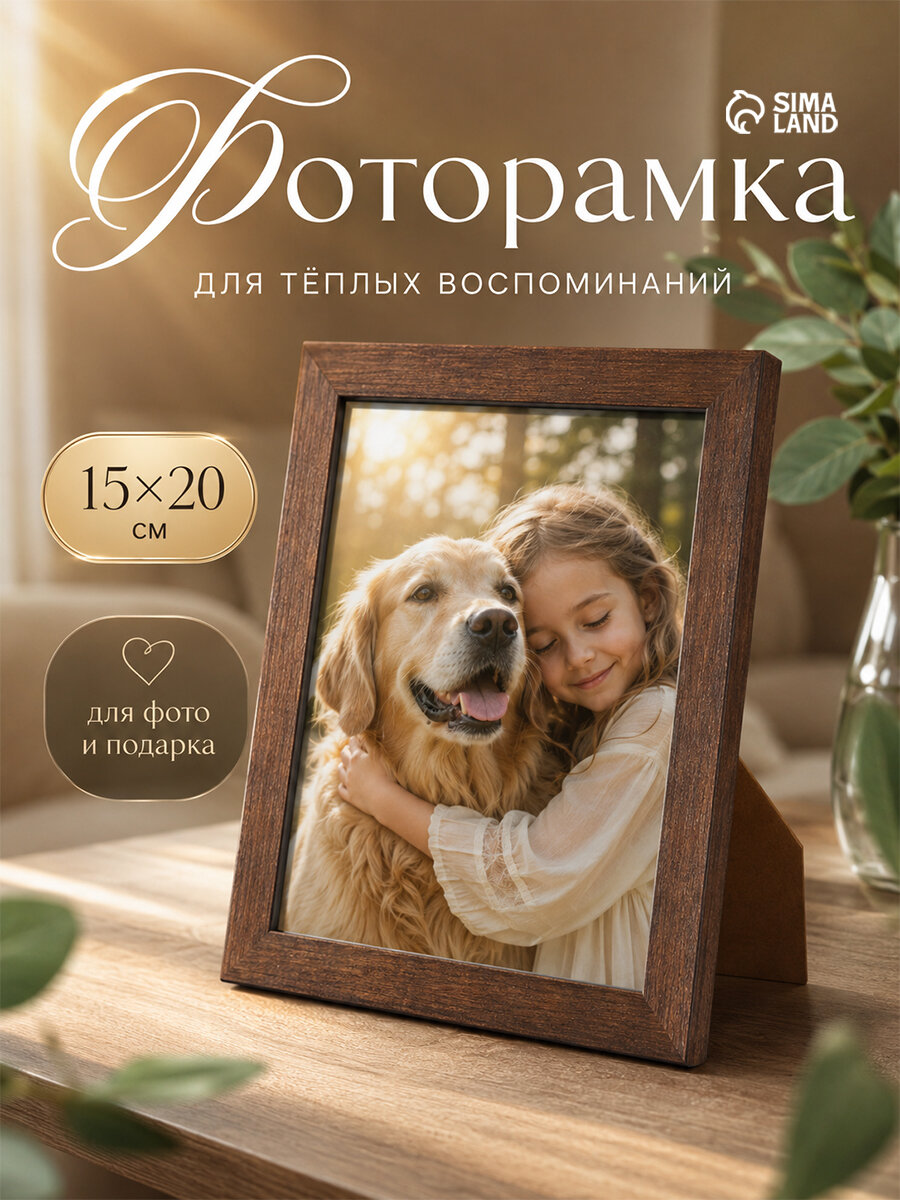 Фоторамка Сима-ленд, пластик "Emma" размер 15x20 см, цвет коричневый