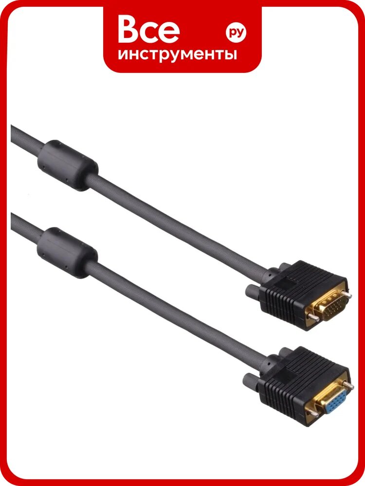 Удлинитель ExeGate монитор-SVGA card EX-CC-VGA-15M15F-1.8 15M 15F, 1,8м, 2 фильтра, позолоченные контакты, экран 138951