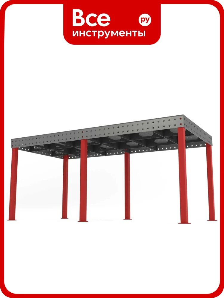 Сварочный стол Flamet Optima BP-1000x2000-8, 2000x1000x100 мм, серый