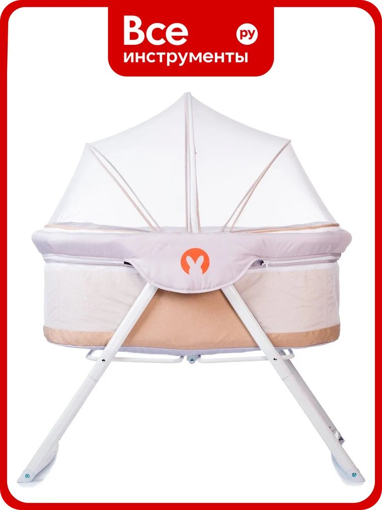 Кровать-колыбель Babyhit CARRYCOT-BEIGE 4607159168573, с набивкой, МДФ корпус, тканевая обивка, стиль кантри