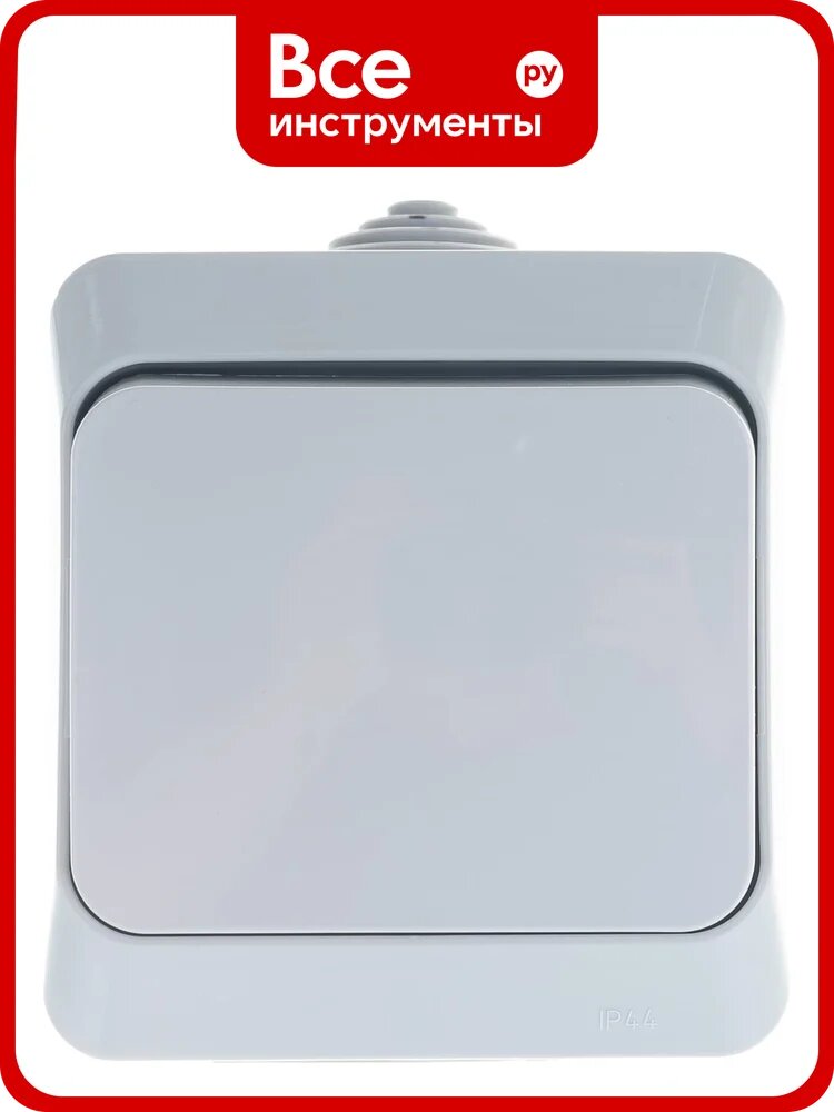 1-клавишный, Systeme, выключатель Systeme Electric ОП Этюд 10А IP44 сер. SchE BA10-041C, серый, большинства типов ламп