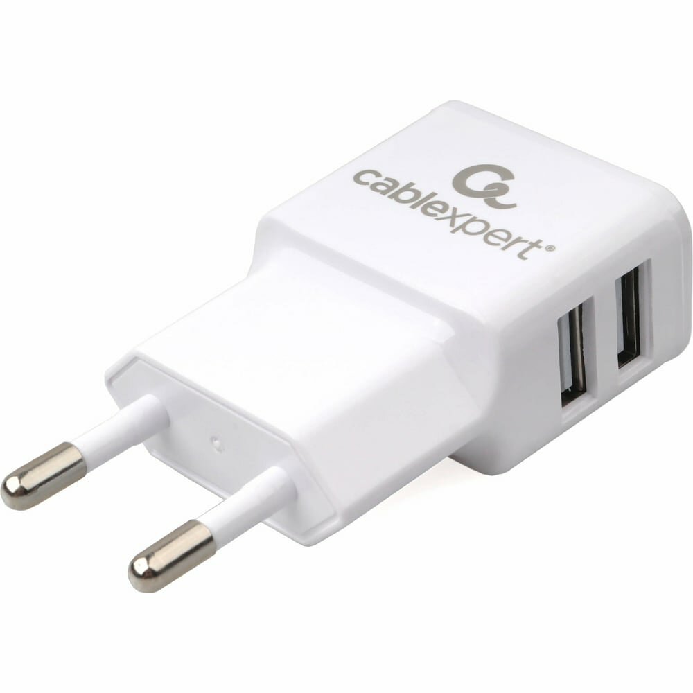 Адаптер питания Cablexpert MP3A-PC-11 100/220V - 5V USB 2 порта 2.1A белый — фото 1