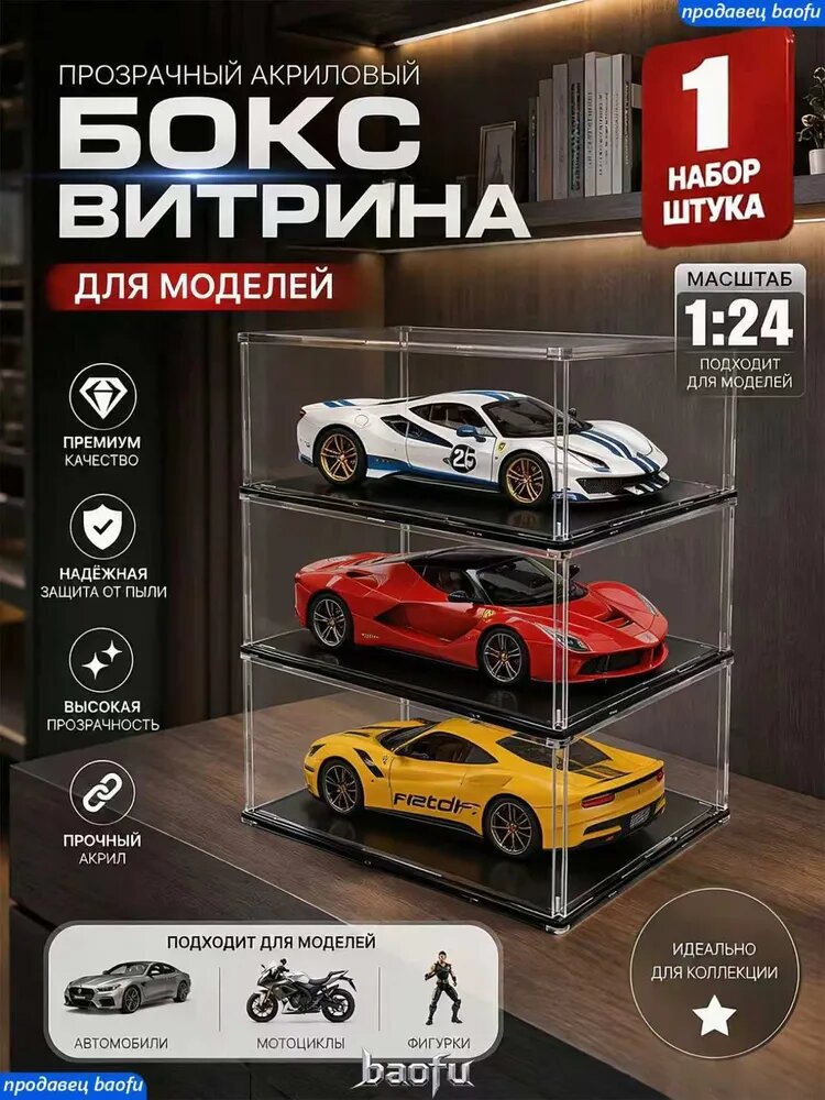 Парковка для машинок гараж для машин детский, прозрачный акриловый бокс витрина для коллекций