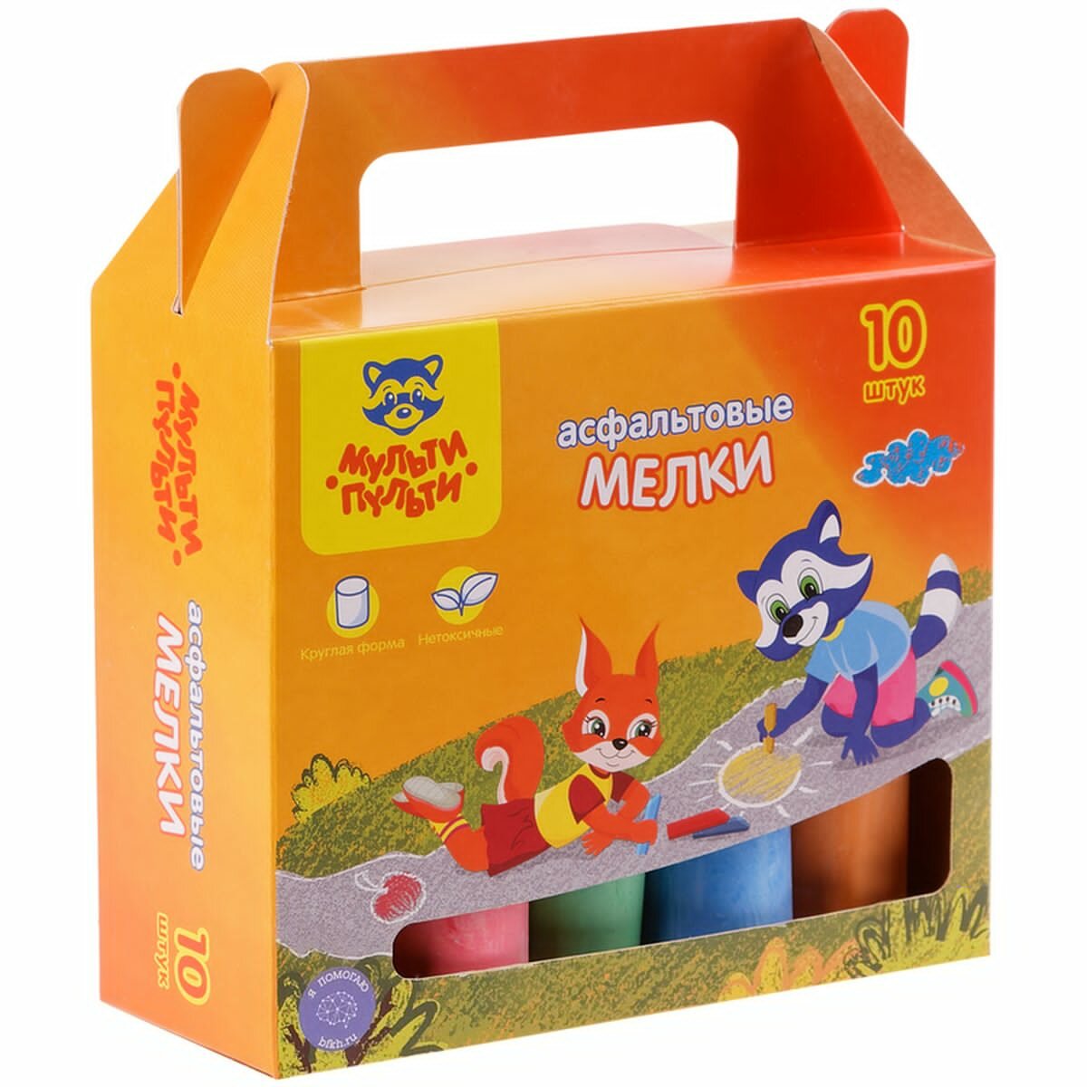 Мел цветной асфальтный Мульти-Пульти, 5 цветов, 10шт. (АМ_31723)