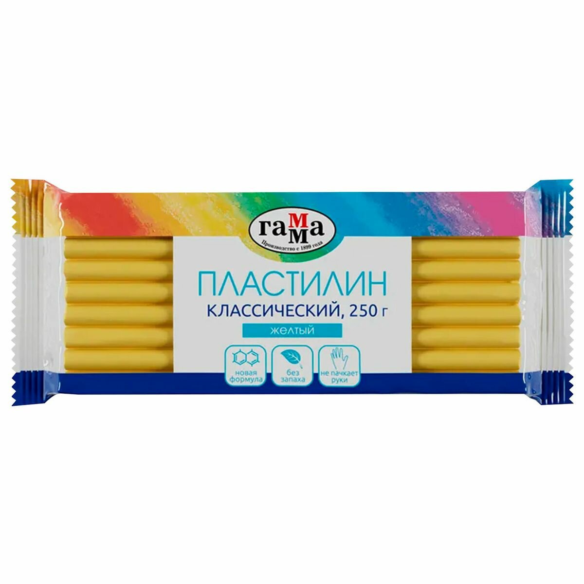 Пластилин Гамма "Классический", желтый, 250г (274070)