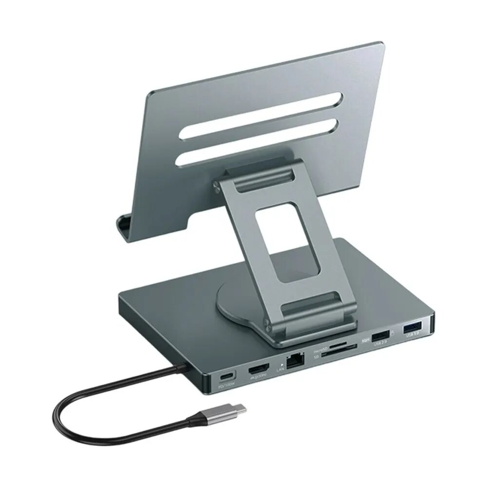 Регулировка подставки для док-станции USB C мощностью 100 Вт, Алюминиевый кронштейн Ethernet