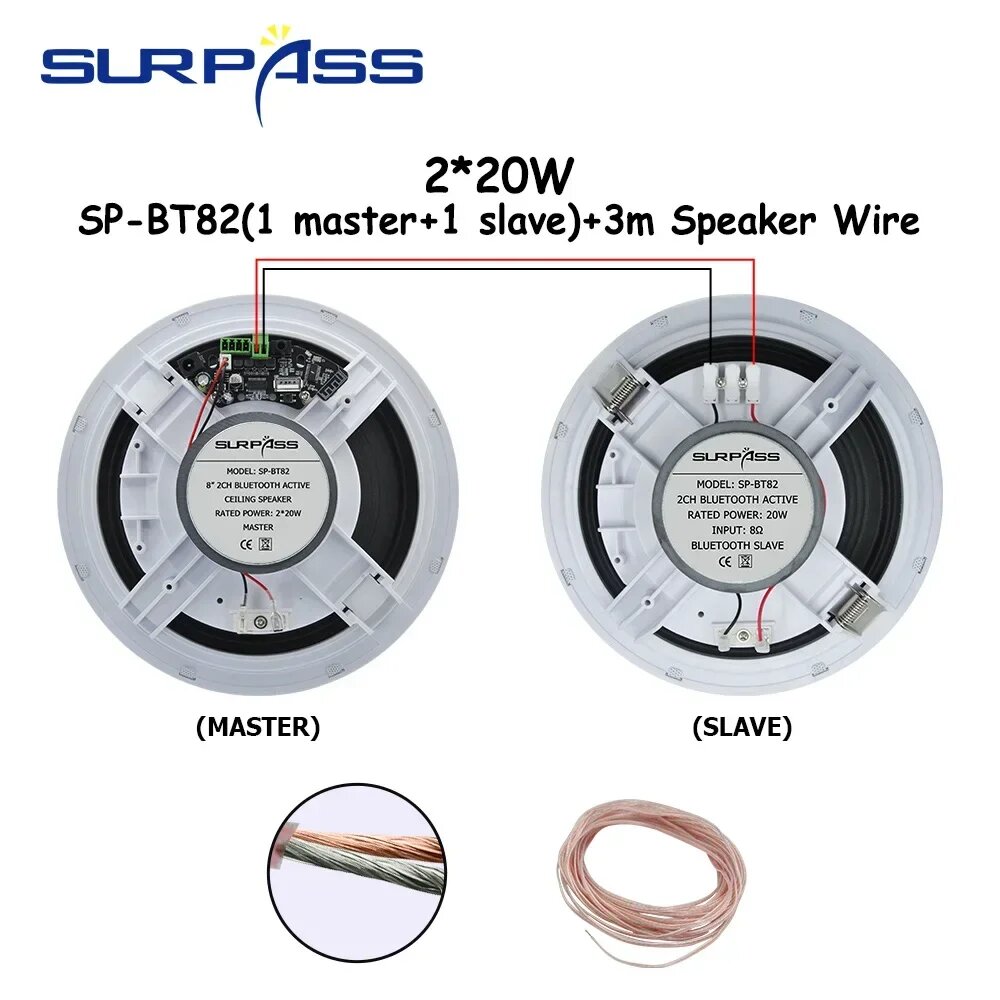 2 x 20W SP-BT82 Bluetooth потолочные динамики, 3м провод