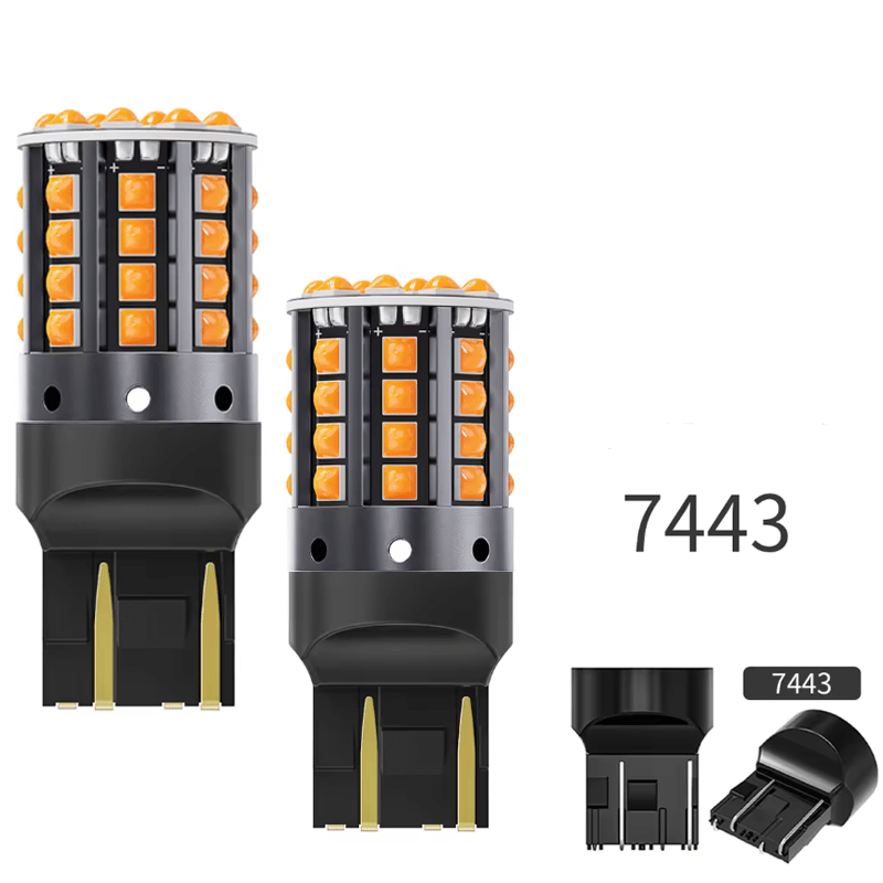 Светодиодные лампы 7443 W21/5W, 2 шт, желтый цвет, 12V для авто, RV, грузовиков