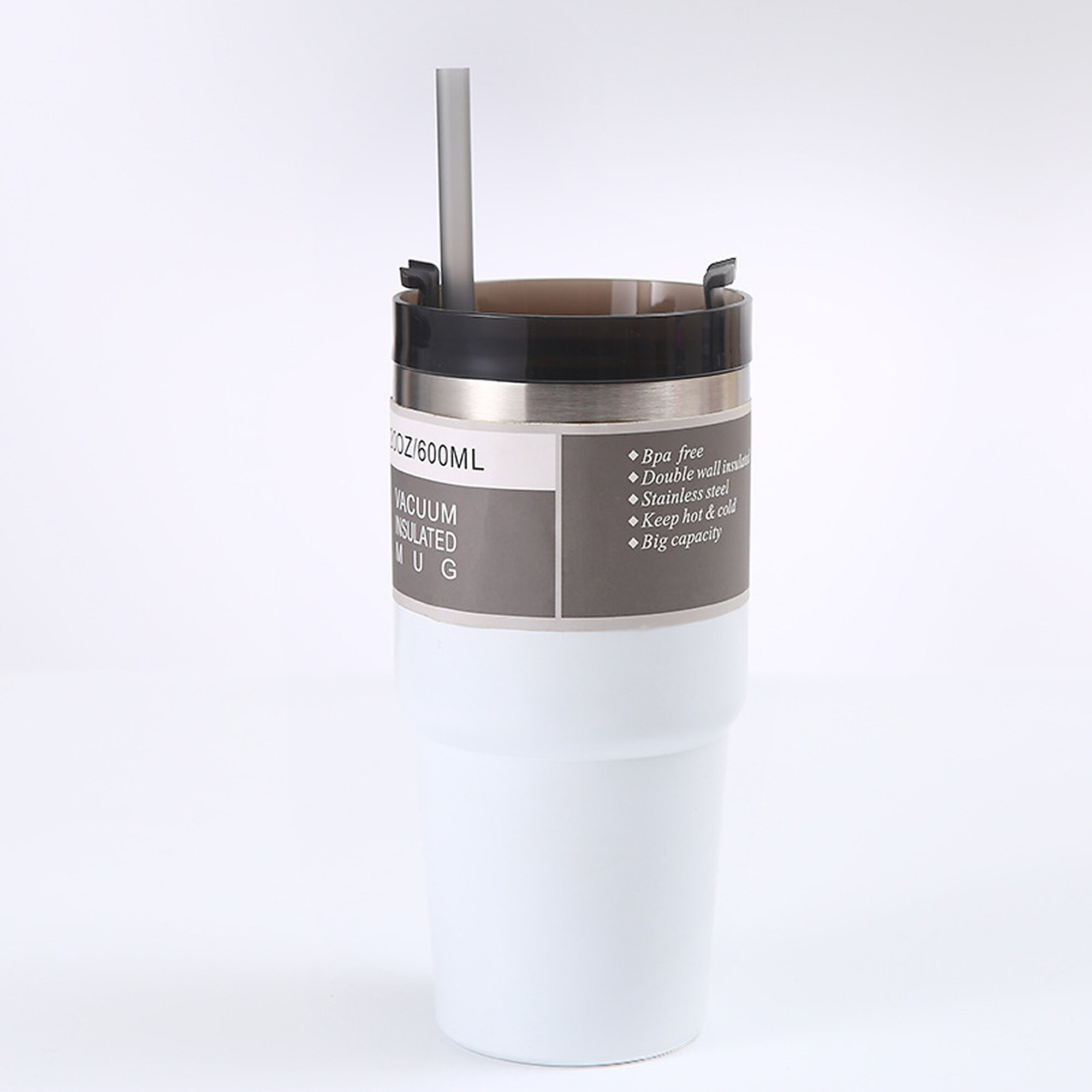 Белая термостакан с вращающейся крышкой, 20oz, из нержавеющей стали 304, вакуумная колба для активного отдыха и путешествий