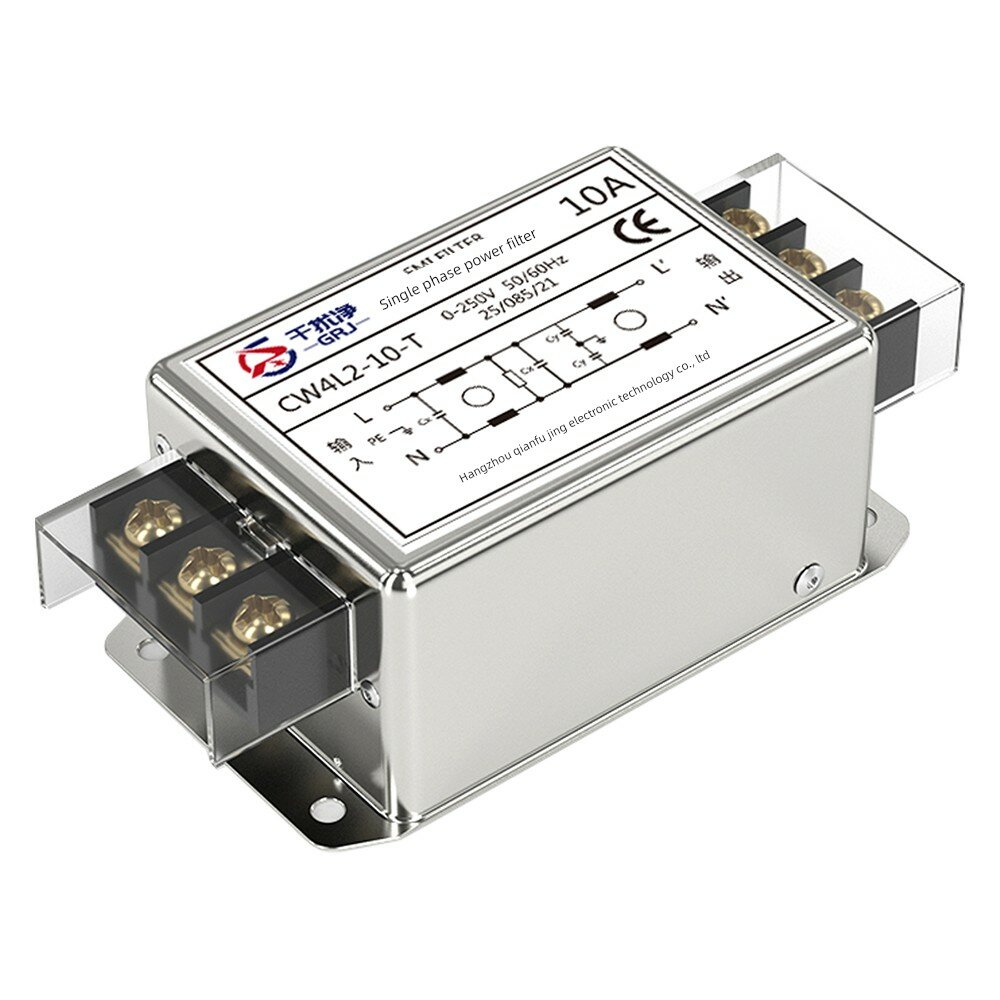 Фильтр EMI для однофазной сети 220В, 30А, крепление на DIN-рейку, модель CW4L2-30-T, решение для подавления помех