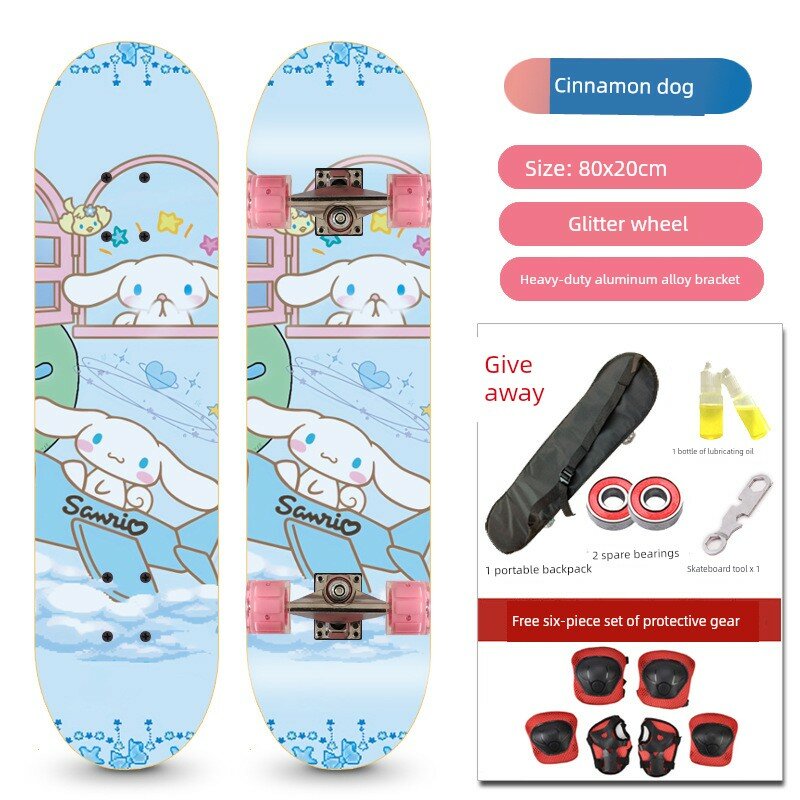 Мини-скейтборд Gudetama 80x20 см с блестящими большими колесами