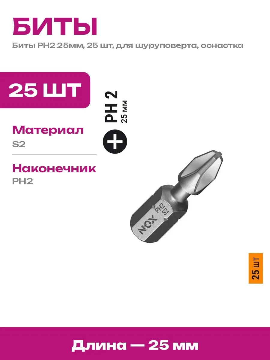 Набор сменных бит 25 мм 25 штук в удобном пластиковом кейсе