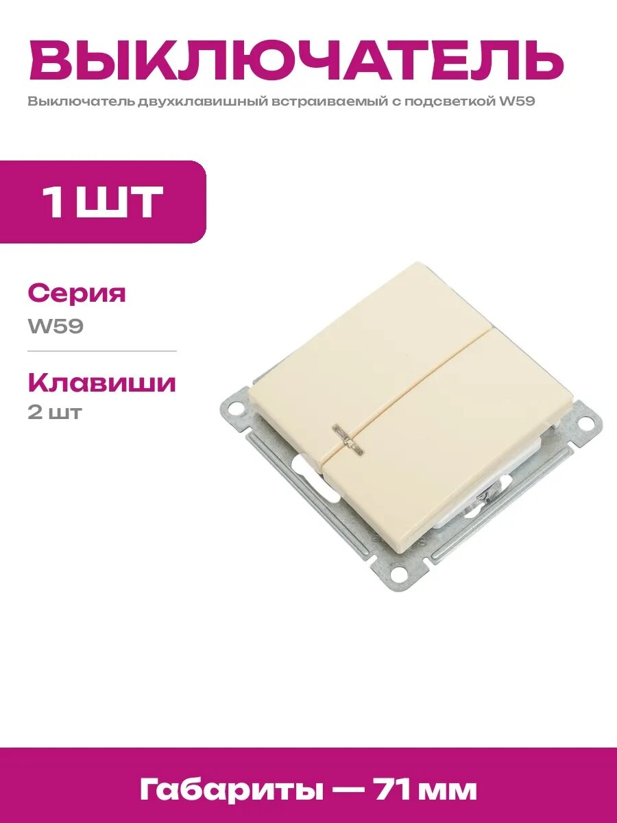 Механизм выключателя двухклавишного W59 винтовой зажим 10А