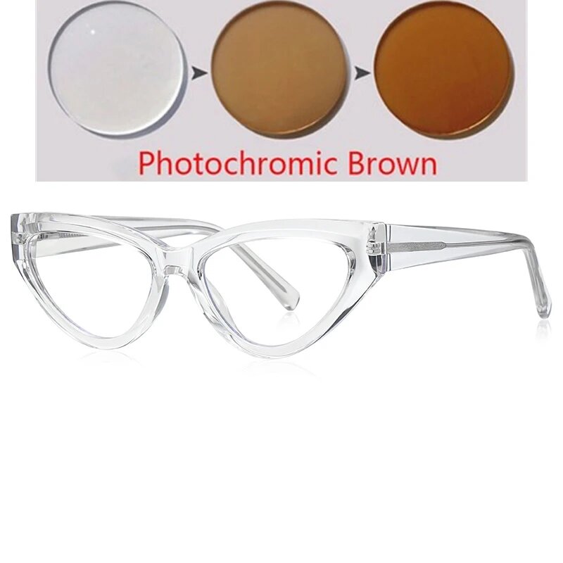 Очки GSBJXZ кошачий глаз для близорукости Photochromic Tea C2, Коричневый, Custom Prescription