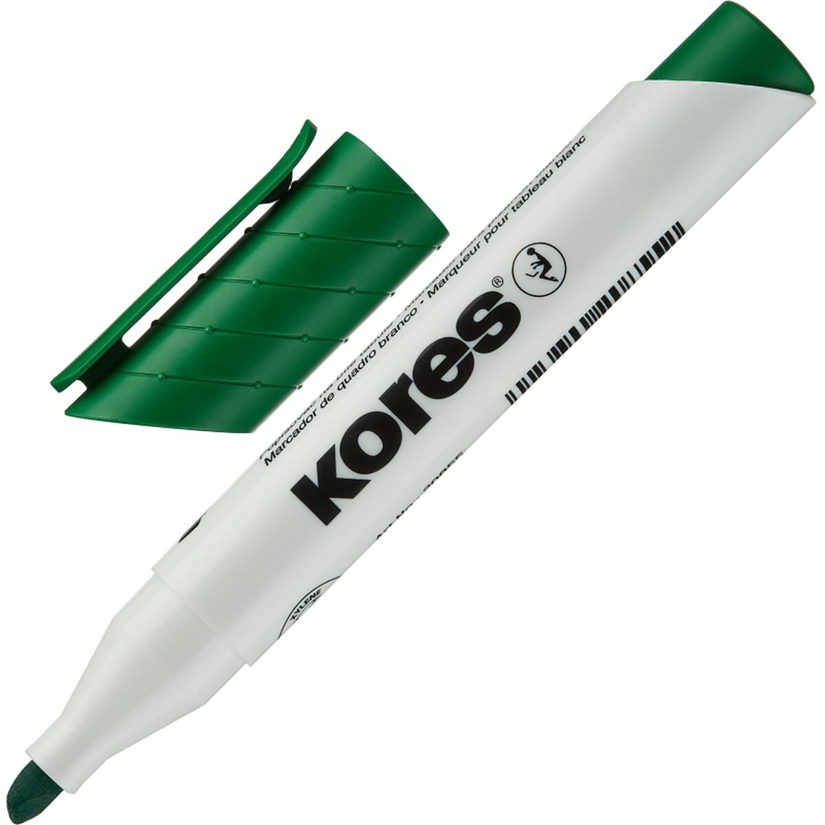 Маркер для досок Kores 20855 (скошенный наконечник, 3-5мм, зеленый), 12шт.