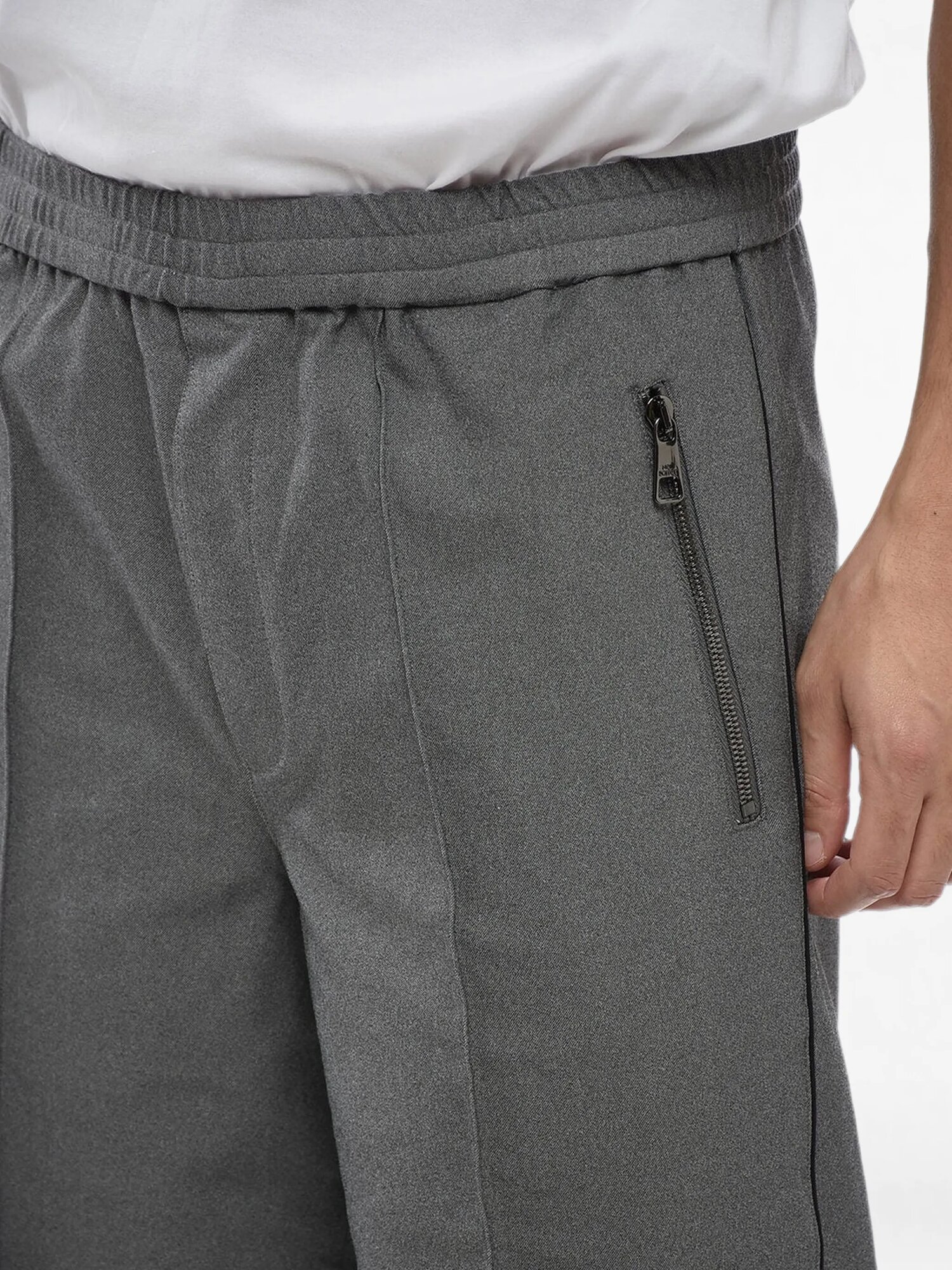 Брюки Neil Barrett Elasticated-waistband zip-pocket trousers, размер 50, серый — фото 1
