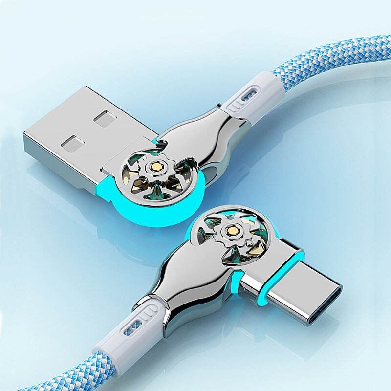 Кабель для зарядки и передачи данных USB-A – Type-C с быстрой зарядкой и двойным поворотным разъемом, 0.3 м