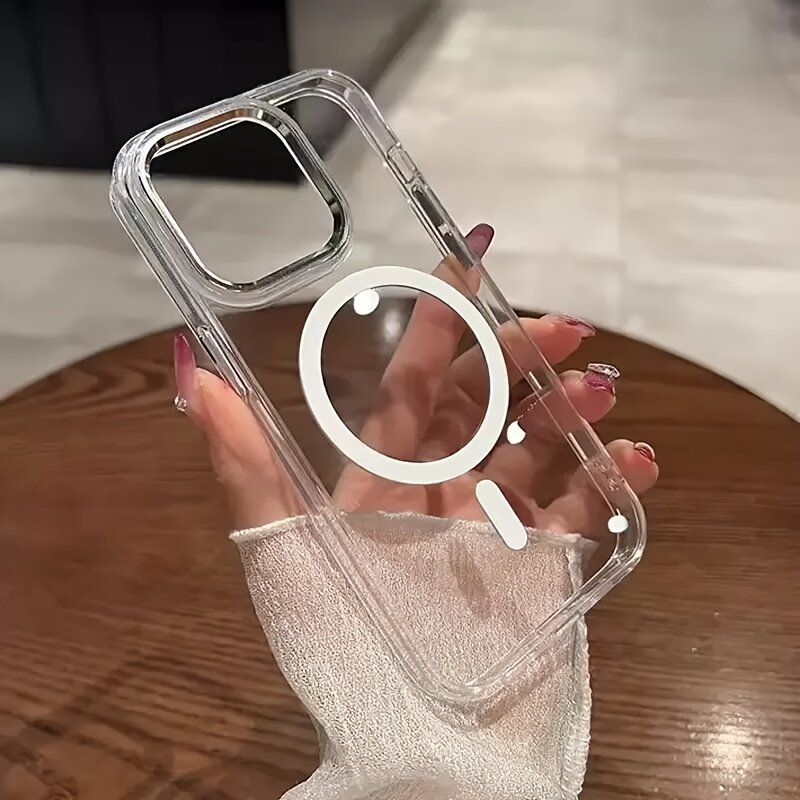 Прозрачный магнитный жесткий чехол для iPhone 16 Plus с поддержкой беспроводной зарядки