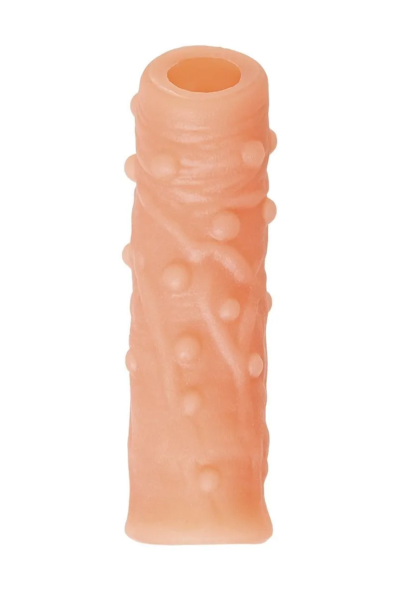 74826 Kokos Nude Sleeve NS.002 M, телесная. Насадка реалистик c пупырышками, с подхватом мошонки и открытой головкой