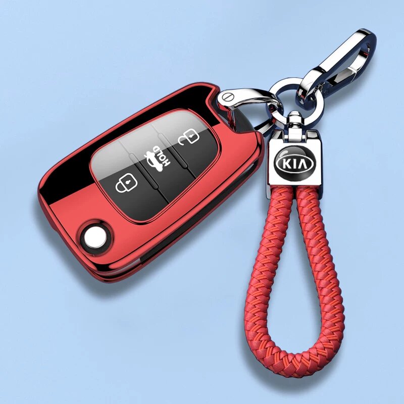 Чехол для брелока с кружевной пряжкой, китайский красный, для Kia K2 2011-2015, яркий аксессуар