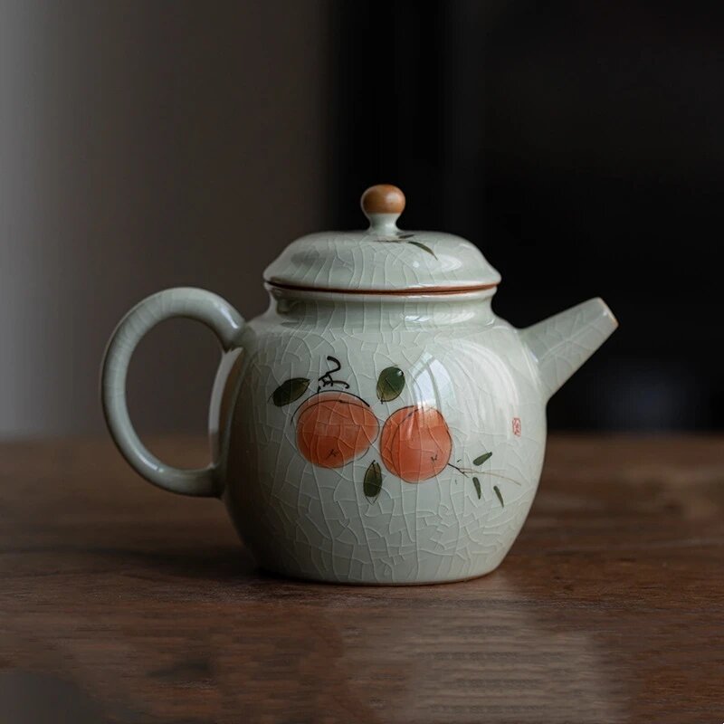 Китайский фарфоровый чайник ручной работы 210 мл Teapot persimmon