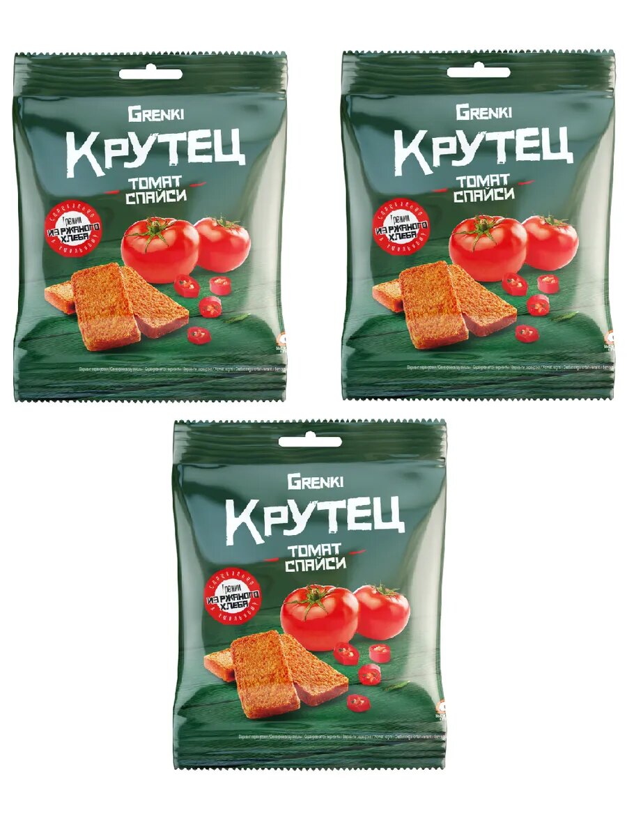 Крутец Гренки Томат спайси, 80г, 3 уп