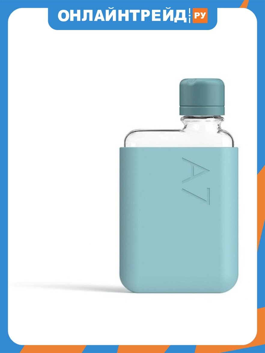 Бутылка для воды Memobottle A7, с силиконовым чехлом, голубой