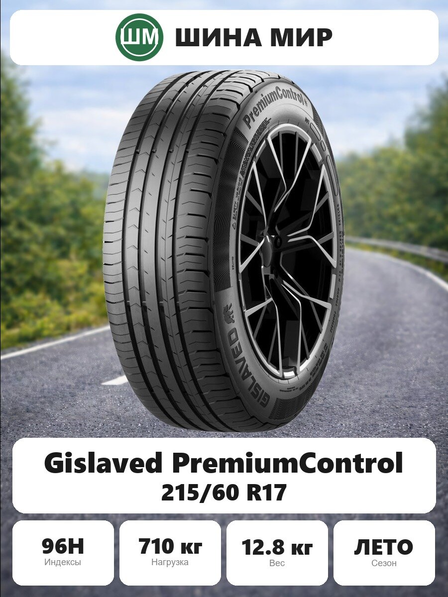 Шина Gislaved PremiumControl 215/60 R17 96H Летняя Нешипованная