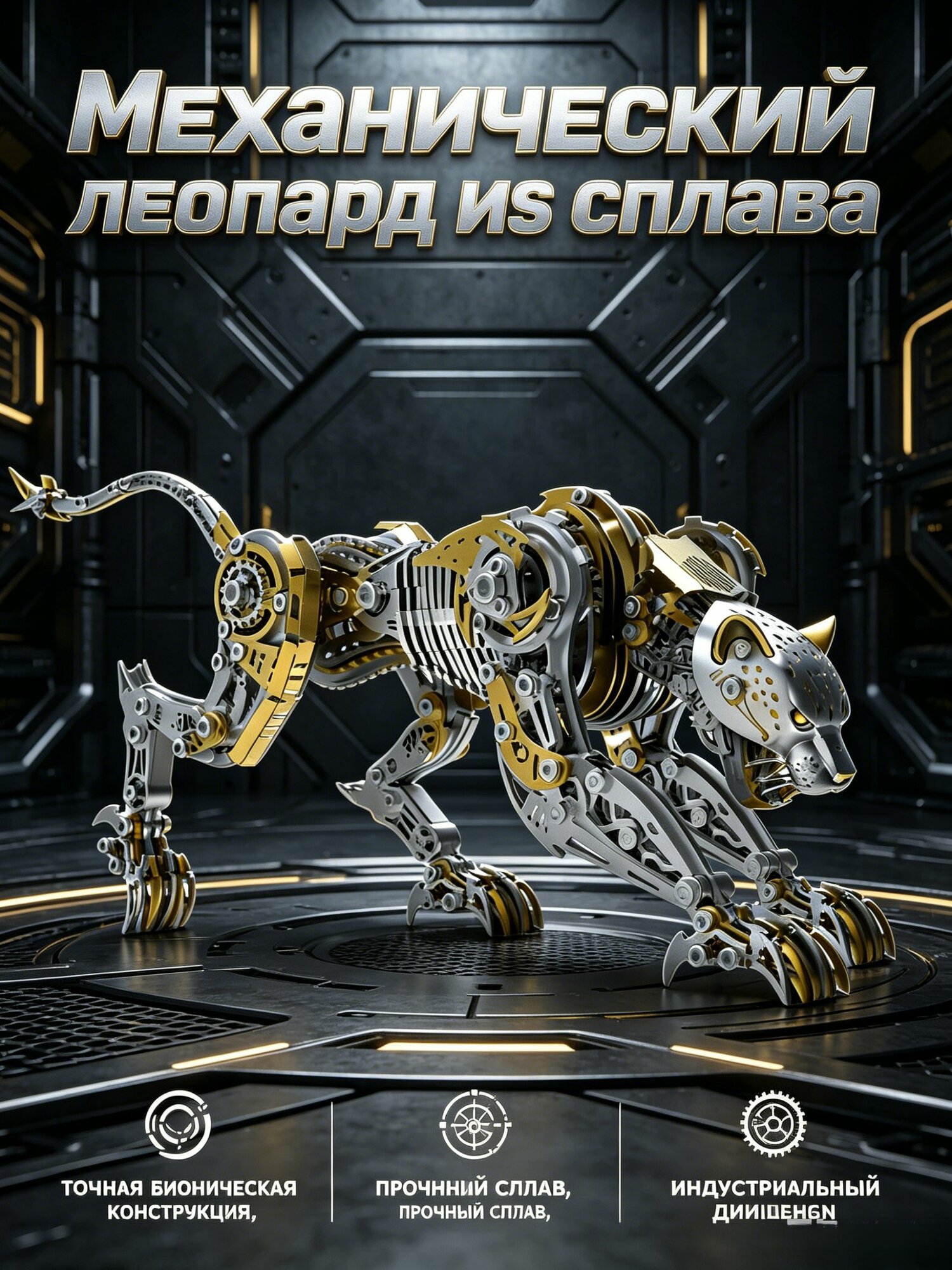 Стимпанк-Гепард: Вызов: Сложная 3D Головоломка из Металла металлический пазл 3D сборка сложный