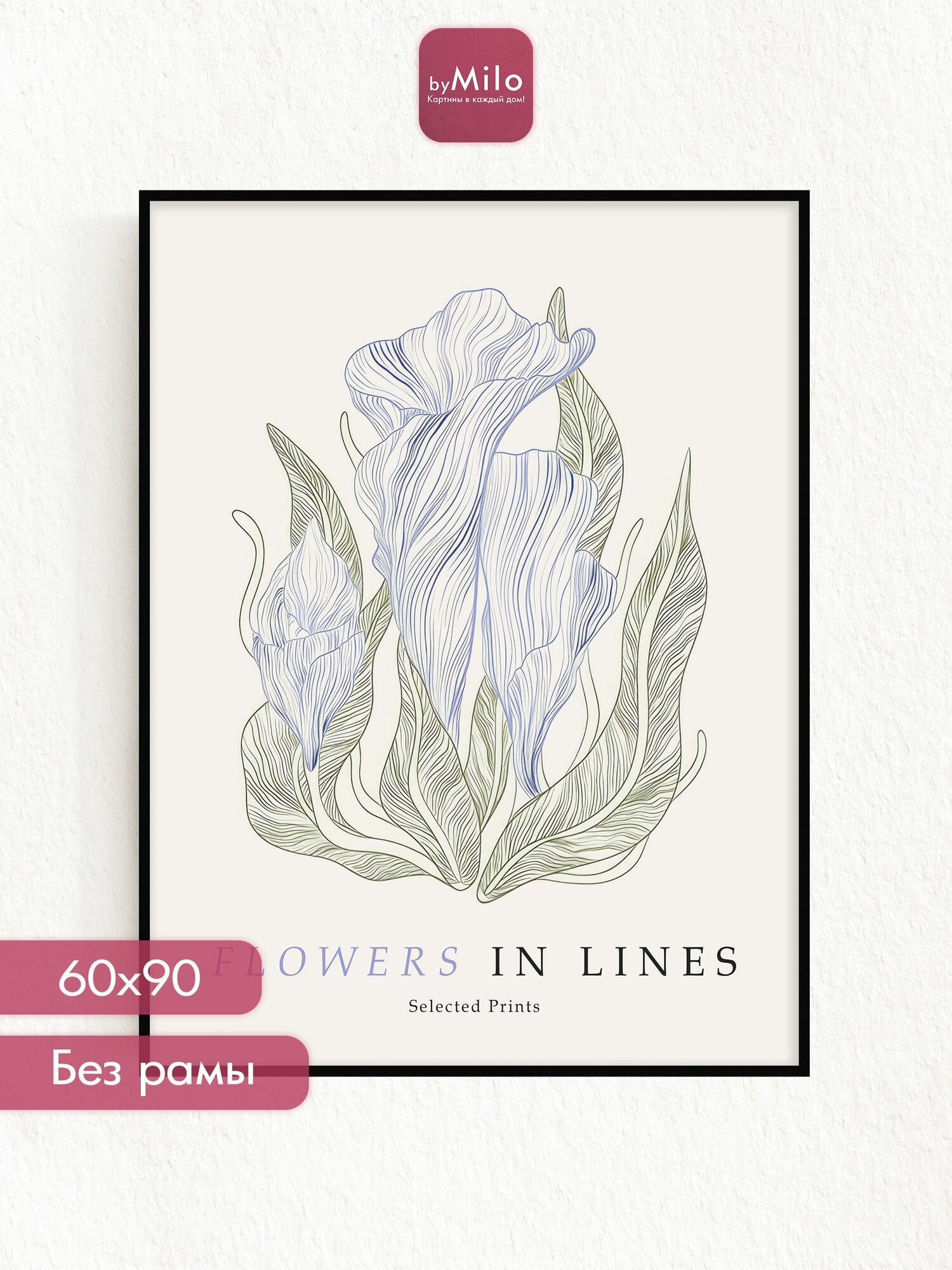 Постер на стену "Flowers In Lines No.1", 60х90см