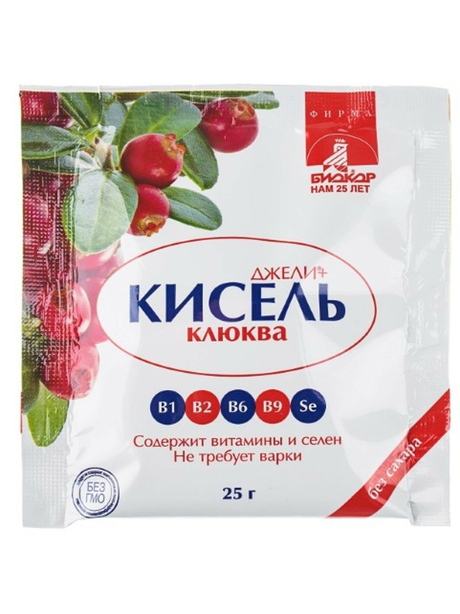 Джели+ кисель клюква 25,0 порошок гранулированный — Концентрат (порошок) для приготовления киселя 25г в уп