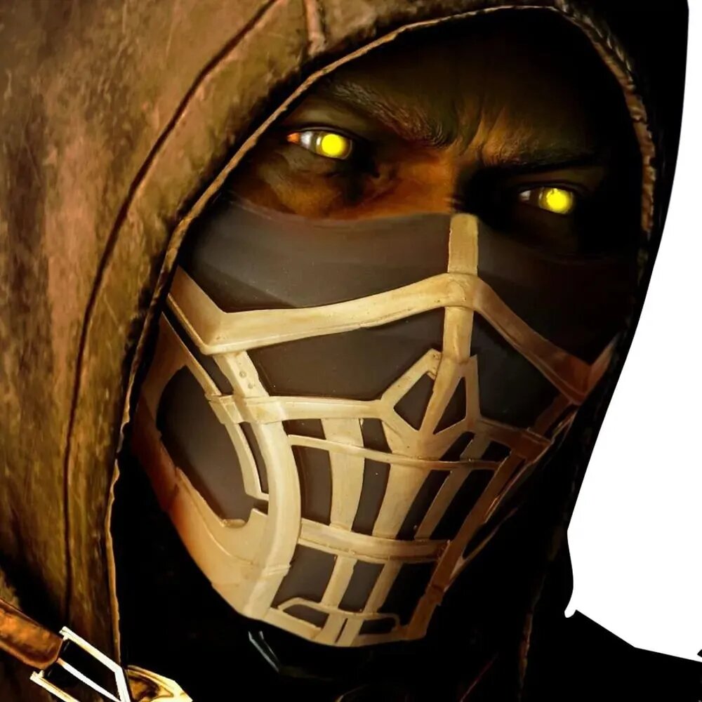 Карнавальная маска Скорпиона Mortal Kombat на Хеллоуин, мужская полумаска ниндзя из игры Мортал Комбат для косплея и ролевых игр