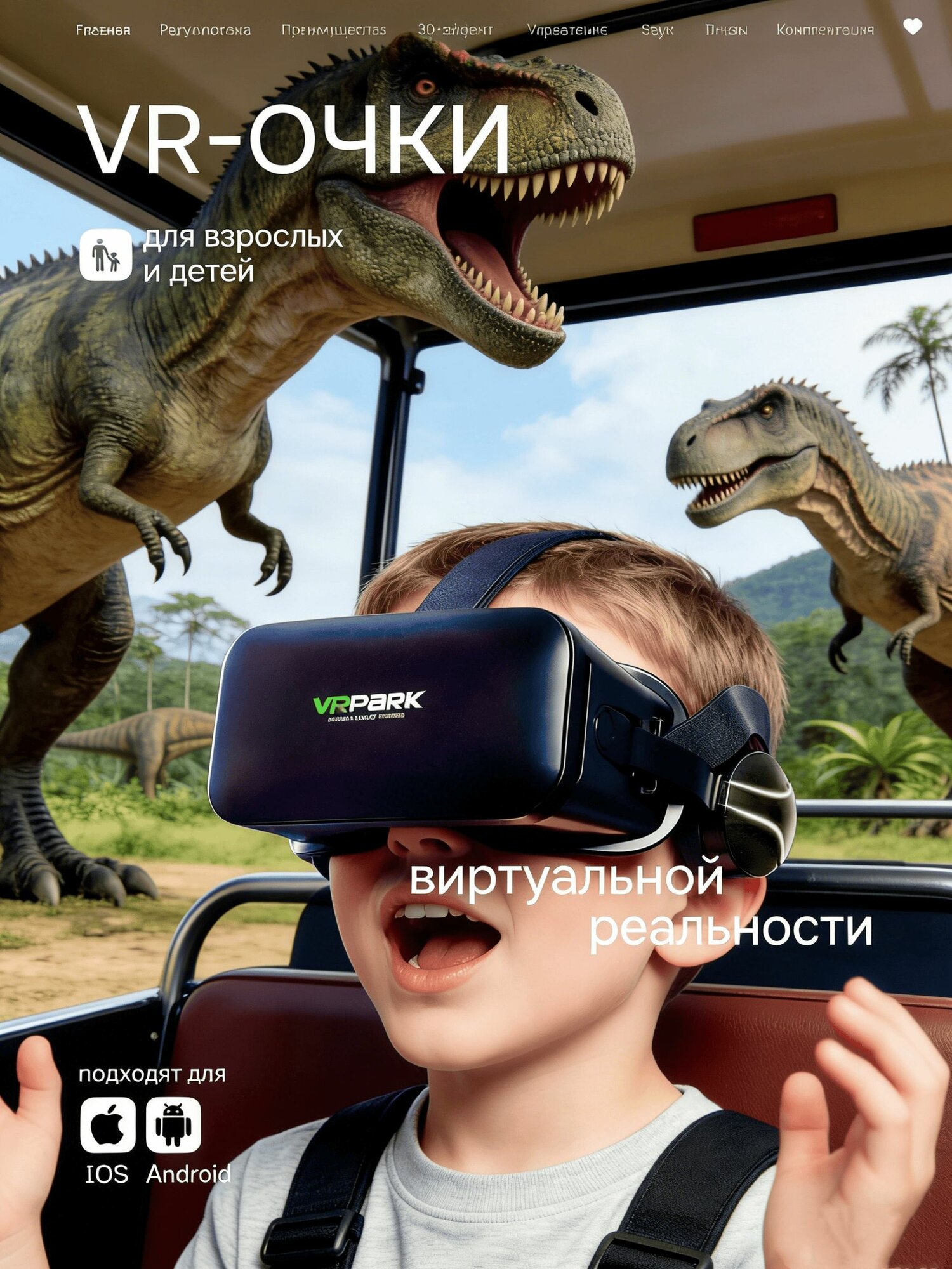 VR очки виртуальной реальности для телефона с джойстиком
