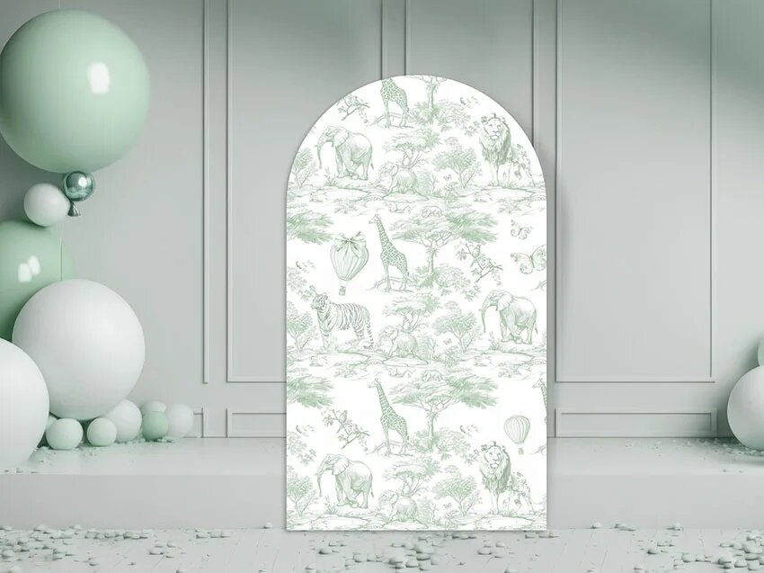 Mehofond виниловый фон синего цвета с рисунком животных 3.3x6.5ft(100x200cm), 4