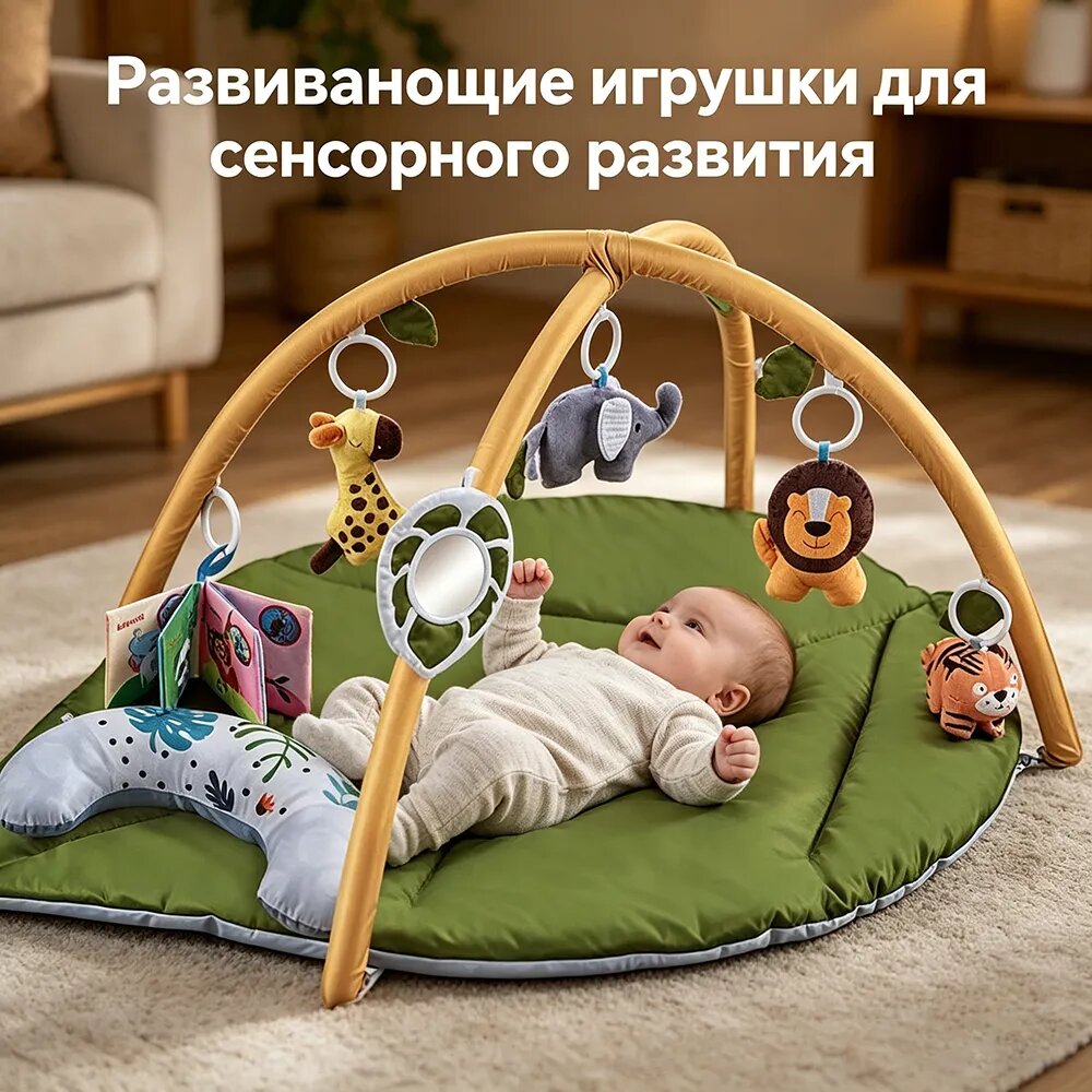 Коврик-ползунок для малышей, развивающая арка, подушка, подвесная мягкая книжка, игровой коврик для ползания
