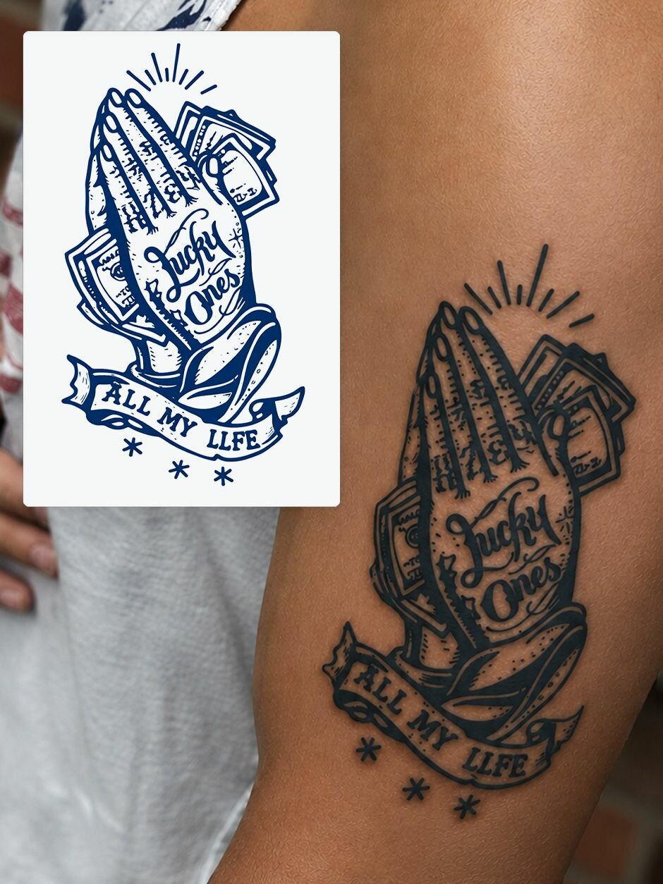 Tattoo'шки Временная тату без пленки 11*18см (темнеет через 24 часа) временные татуировки темнеющие через сутки